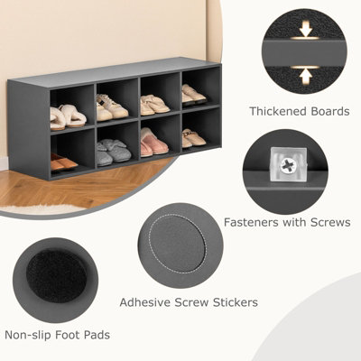 Costway 8-Cube Shoe Bench Entryway Shoe Rack Cabinet 8 Cubbies Storage ...