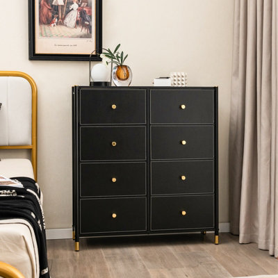 Costway 8 Drawers Dresser Tower Organizer Fabric Storage Chest of Drawers W Metal Frame