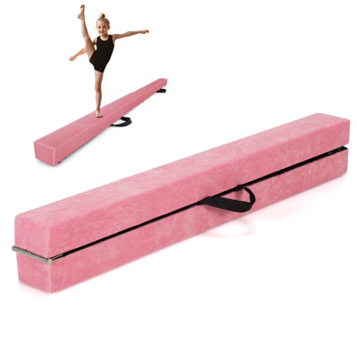 COSTWAY 8 FT Folding Gymnastic Beam Gymnastics Balance Beam-Pink