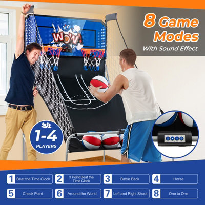 Costway 8 IN 1 Basketball Arcade Game Indoor Sport Basketball Arcade ...