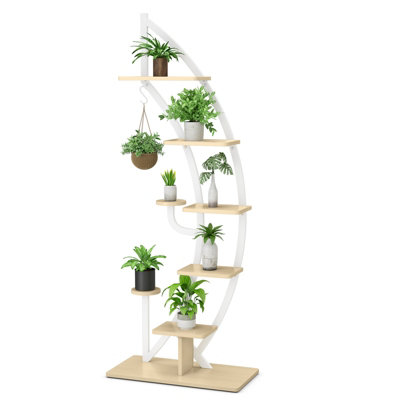 Costway 8-Tier Tall Metal Plant Stand Rack Curved Half Moon Shape ...