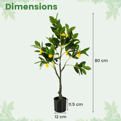 COSTWAY 80cm Artificial Lemon Tree Tall Fake Lemon Plant with Lemon Fruits
