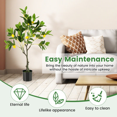 COSTWAY 80cm Artificial Lemon Tree Tall Fake Lemon Plant with Lemon Fruits
