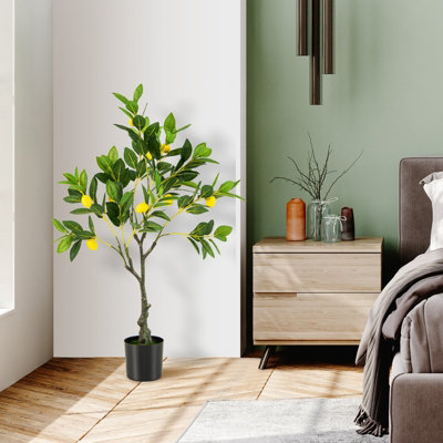 COSTWAY 80cm Artificial Lemon Tree Tall Fake Lemon Plant with Lemon Fruits