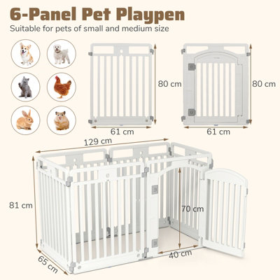 COSTWAY 81CM 6-Panel Dog Playpen Foldable Portable Pet Fence-White