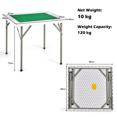 Costway 88cm Folding Mahjong Table Portable Mahjong Table PVC Desktop ...