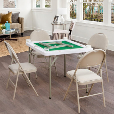 Costway 88cm Folding Mahjong Table Portable Mahjong Table PVC Desktop ...