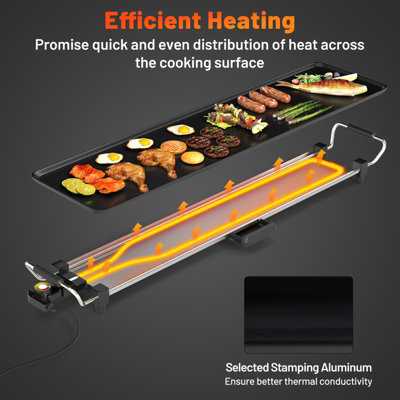 COSTWAY 89 X 22CM ELECTRIC GRIDDLE EXTRA LARGE TEPPANYAKI GRILL W/ DRIP ...