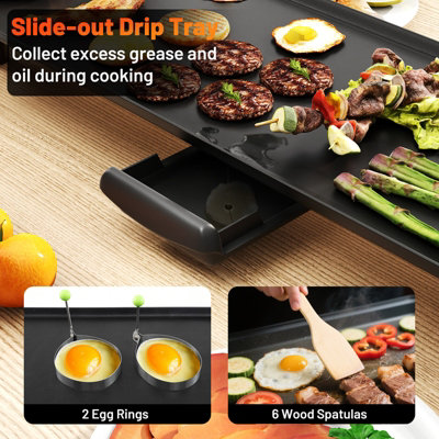 COSTWAY 89 X 22CM ELECTRIC GRIDDLE EXTRA LARGE TEPPANYAKI GRILL W/ DRIP ...