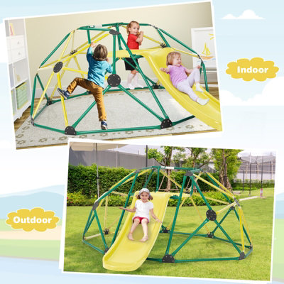 Costway 8FT Dome Climber Kids Toddler Climbing Frame With Slide ...