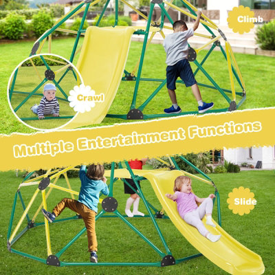 Costway 8FT Dome Climber Kids Toddler Climbing Frame With Slide ...