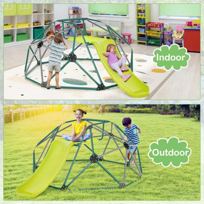 Costway 8FT Dome Climber Kids Toddler Climbing Frame With Slide ...