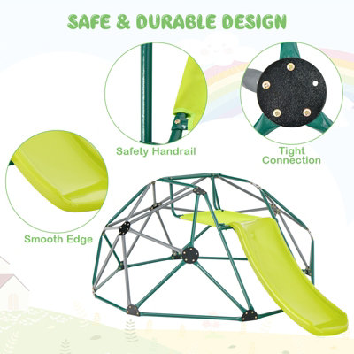 Costway 8FT Dome Climber Kids Toddler Climbing Frame With Slide ...