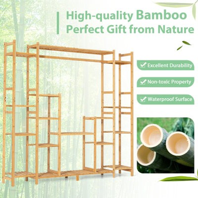 Costway 9-Tier Bamboo Plant Holder Stand Plant Shelf Storage Organizer ...