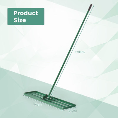 Costway 91 cm Garden Lawn Leveling Rake Effort-saving Landscape Rake w ...