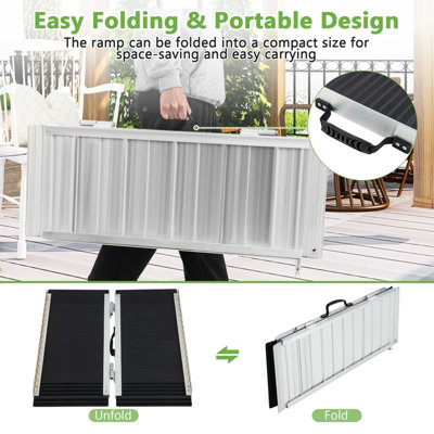 Costway 91 x 74cm Portable Aluminum Wheelchair Ramp Folding Threshold ...