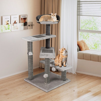 COSTWAY 93 CM Tall Cat Tree Kitten Tower 5-Level Cat Stairs with Sisal ...
