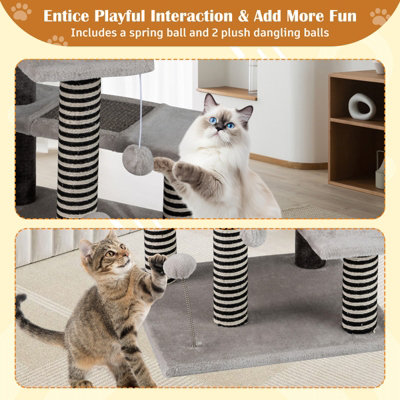 COSTWAY 93 CM Tall Cat Tree Kitten Tower 5-Level Cat Stairs with Sisal ...