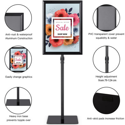 COSTWAY A3 Information Stand Rotatable Poster Stand Swivel Advertising ...