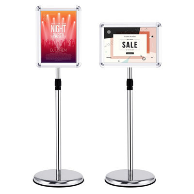 COSTWAY A4 Display Adjustable Poster Stand Advertisement Sign Holder-Silver