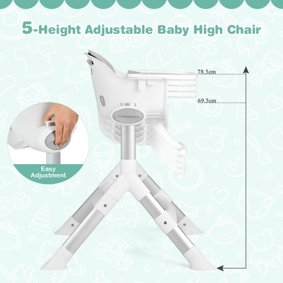 Costway Adjustable Baby High Chair Newborn Feeding Chair w/ 5 Heights ...
