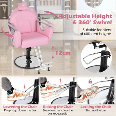 COSTWAY Adjustable Barber Chair 360 Swivel Reclining Salon Chair for ...