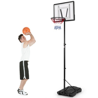 COSTWAY Adjustable Basketball Hoop Portable Backboard Stand Basketball ...
