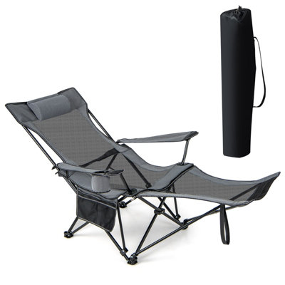 Costway Adjustable Camping Lounge Chair Portable Reclining Beach Chair ...