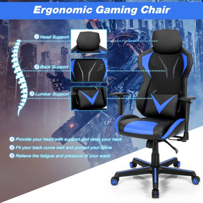 Costway Adjustable Height 360 Degrees Swivel Computer Gamer Chair ...