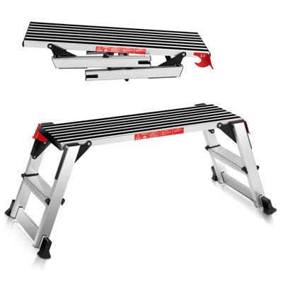 Costway Aluminum Folding Hop Up Work Platform Step Up Bench Ladder ...