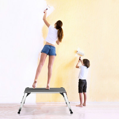 Costway Aluminum Folding Hop Up Work Platform Step Up Bench Ladder ...