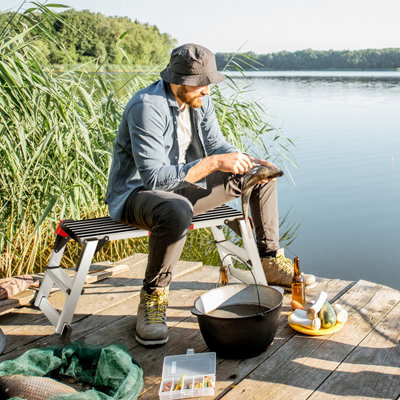 Costway Aluminum Folding Hop Up Work Platform Step Up Bench Ladder ...