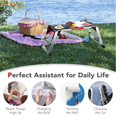 Costway Aluminum Folding Hop Up Work Platform Step Up Bench Ladder ...