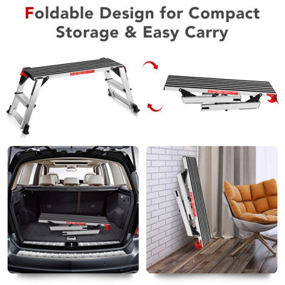 Costway Aluminum Folding Hop Up Work Platform Step Up Bench Ladder ...