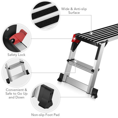 Costway Aluminum Folding Hop Up Work Platform Step Up Bench Ladder ...