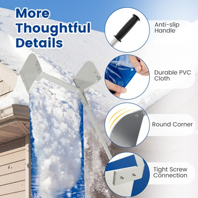 Costway Aluminum Snow Roof Rake Adjustable Snow Removal Tool Widened ...