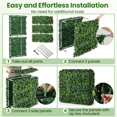 COSTWAY Artificial Plant Wall Fake Privacy Fence Plant Block Decoration ...