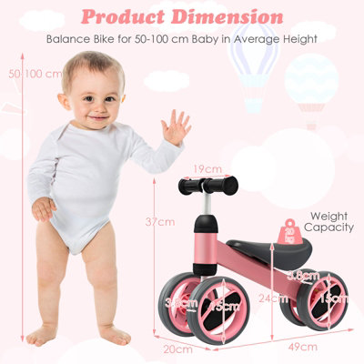 Costway Baby Balance Bike 4 Wheels Toddler First Bike No Pedal Infant Baby Walker Riding