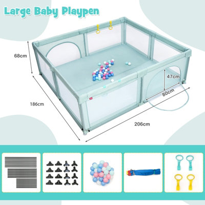 Costway Baby Playpen Large Safety Infant Activity Center W/ 50 PCS ...