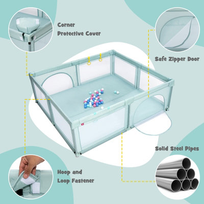 Costway Baby Playpen Large Safety Infant Activity Center W/ 50 PCS ...