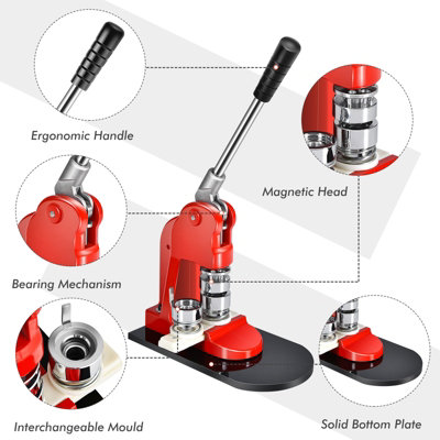 Costway Badge Maker Machine 25mm Button Punch Press Machine w/ 1000 PCS ...