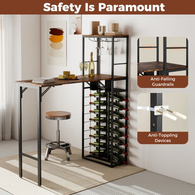 COSTWAY Bar Table with Foldable Tabletop Tall Kitchen Island Table with ...