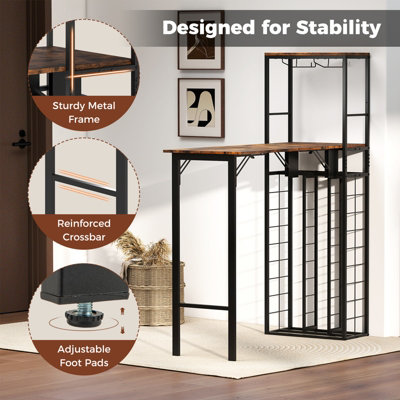 COSTWAY Bar Table with Foldable Tabletop Tall Kitchen Island Table with ...