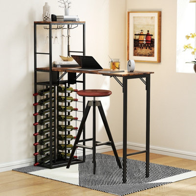 COSTWAY Bar Table with Foldable Tabletop Tall Kitchen Island Table with ...