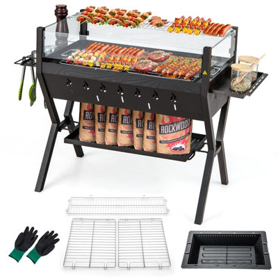 Costway Barbecue Charcoal Grills Stainless Steel Camping BBQ Grill w ...