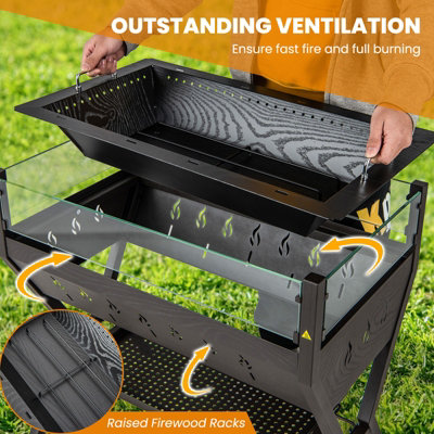 Costway Barbecue Charcoal Grills Stainless Steel Camping BBQ Grill w ...