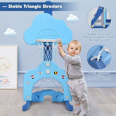 COSTWAY BASKETBALL HOOP SET 3 IN 1 SPORTS ACTIVITY CENTER WITH ...
