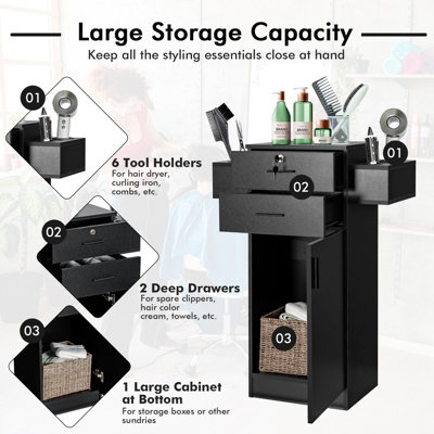 Costway Beauty Salon Storage Cabinet Beauty Styling Equipment Station2 ...