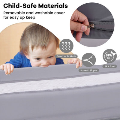 COSTWAY Bed Rail Guard for Toddlers 120CM Foldable Baby Bed Rail w ...