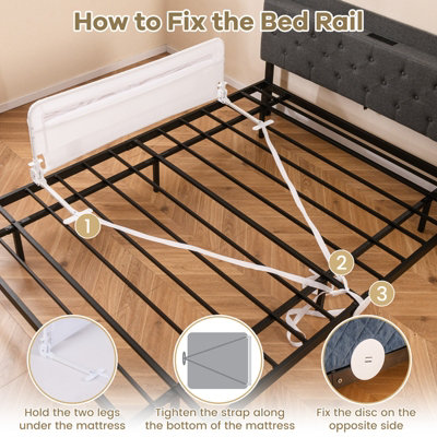 COSTWAY Bed Rail Guard for Toddlers 120CM Foldable Baby Bed Rail w ...